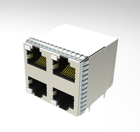 Cat5e 2x2 Stacked RJ45 Connector | TE Connectivity